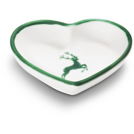 Gmundner Keramik Cerf vert, bol en forme de cœur (L10cm)