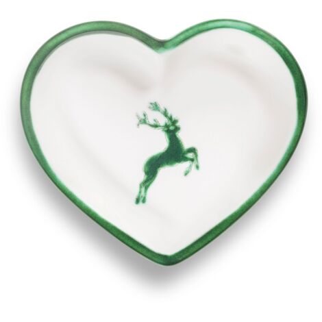 Gmundner Keramik Cerf vert, bol en forme de cœur (L10cm)
