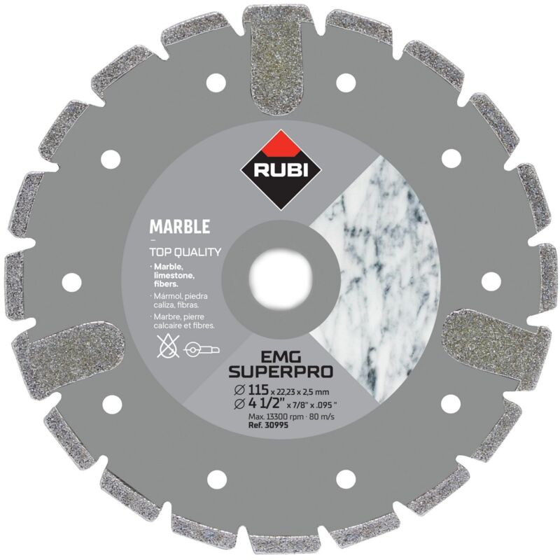 Disque diamant marbre ÉLECTRODÉPOSÉ - EMG RUBI 115 mm