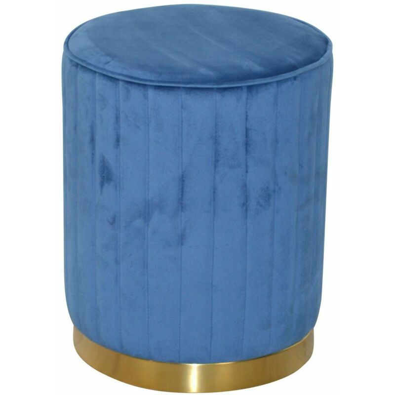 Taburete puf reposapiés de moda con revestimiento de terciopelo azul TABO05018