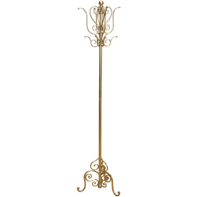 Perchero de hierro dorado antiguo con 12 ganchos 175cm MED05028