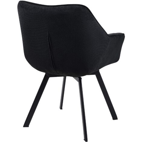 Cómoda silla de comedor con asiento giratorio en pana negra y metal ...