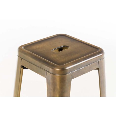 Taburete de bar apilable con reposapiés diseño industrial fábrica metal ...