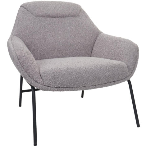 Sillón relax con asiento extra grande en tela de bucle gris claro y ...