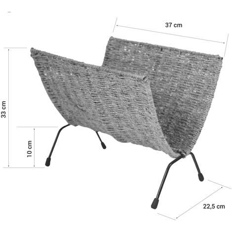 Revistero Seagrass con base metálica 37x33x23 cm DIV06014