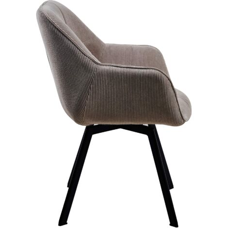 Cómoda silla de comedor con asiento giratorio en pana marrón y metal ...