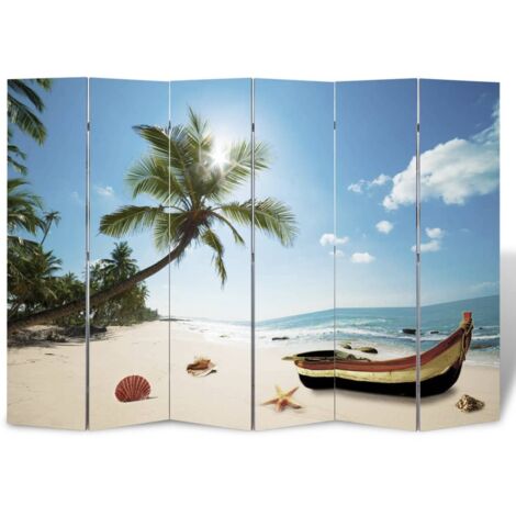 Biombo biombo biombo plegable 6 paneles 217 x 170 cm diseño playa DEC031173
