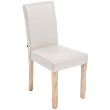 Silla de comedor x1 diseño moderno en PVC color crema y patas de madera ...