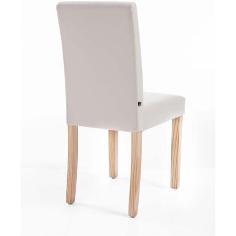 Silla de comedor x1 diseño moderno en PVC color crema y patas de madera ...