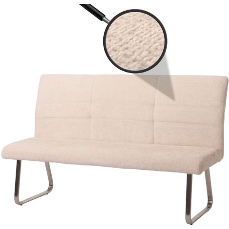 Sofá banco de comedor con respaldo en tejido chenilla color crema 040005876