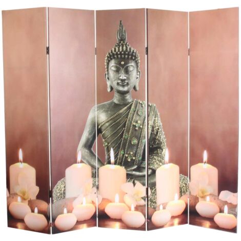 Biombo 5 paneles con LED Separador de ambientes diseño Buda con ...