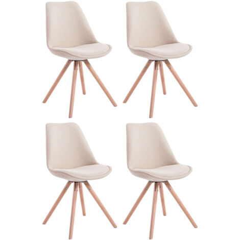 4 sillas de comedor estilo escandinavo en tela color crema, patas ...