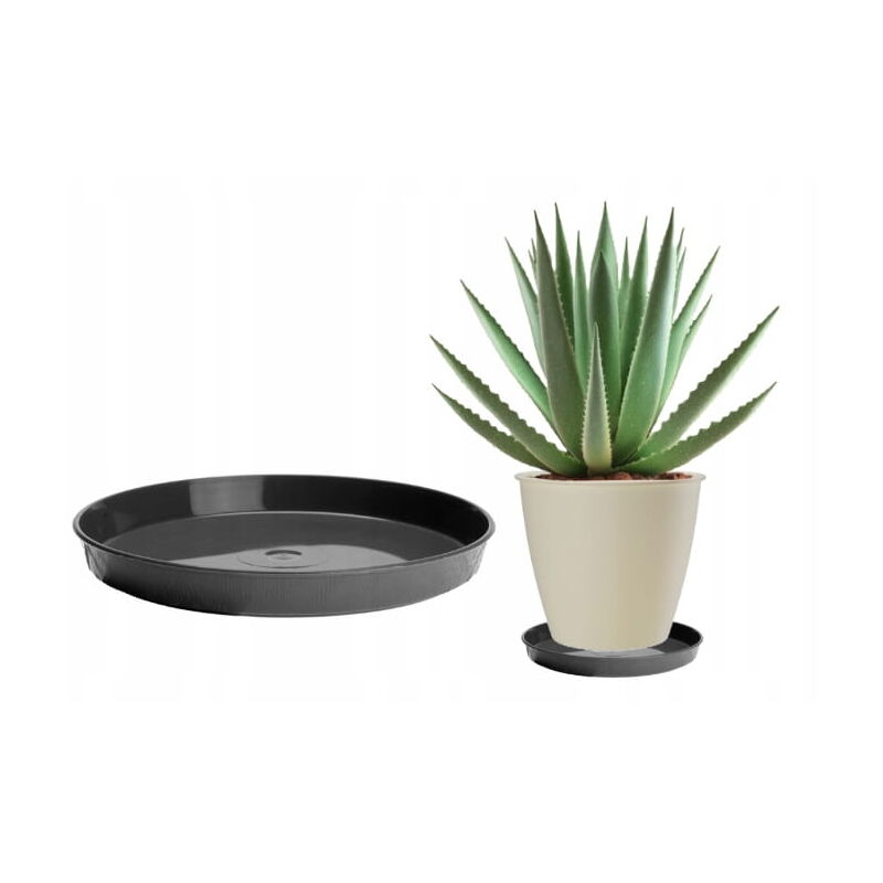 Support de pot de fleurs rond en plastique 35 cm graphite
