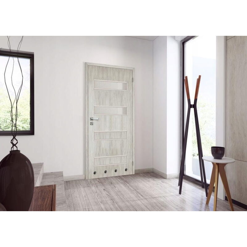 Porte intérieure droite en chêne argenté Milano 70 cm