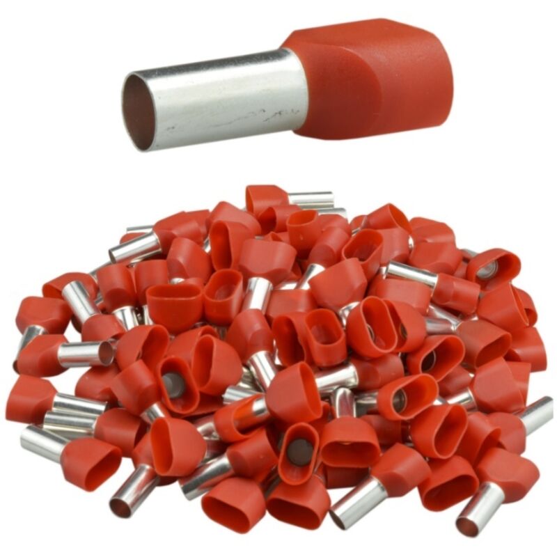 Cosse à double manchon isolée 2x1,0/10 rouge (100 pièces)