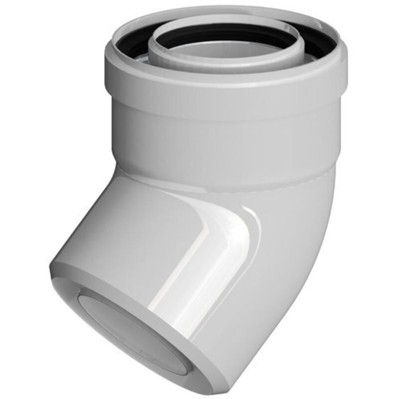 Coude concentrique pour cheminées PP-AL 45° DN60/100 mm avec joint EPDM ONNLINE