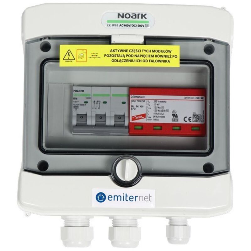 Tableau hermétique EMITER avec parafoudre AC type 1+2, B16A 3F