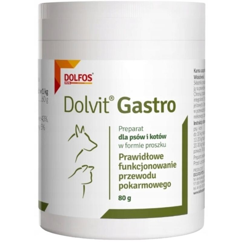 Dolvit Gastro Fonctionnement du tube digestif POUR CHIENS ET CHATS 80 g