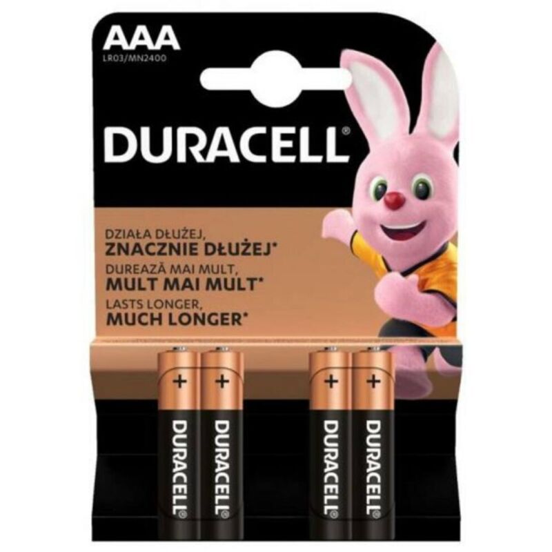 Duracell AAA/LR03 Alcaline Basic MN2400 4 pièces.
