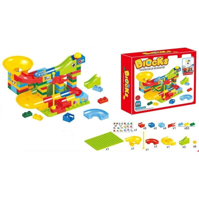 Circuit à billes composé de blocs coulissants variables - 88 pièces