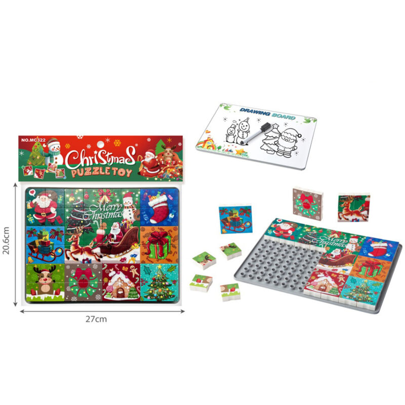 PUZZLES DE NOËL POUR ENFANTS - JEU DE BLOCS DE PUZZLE + TABLEAU À DESSIN