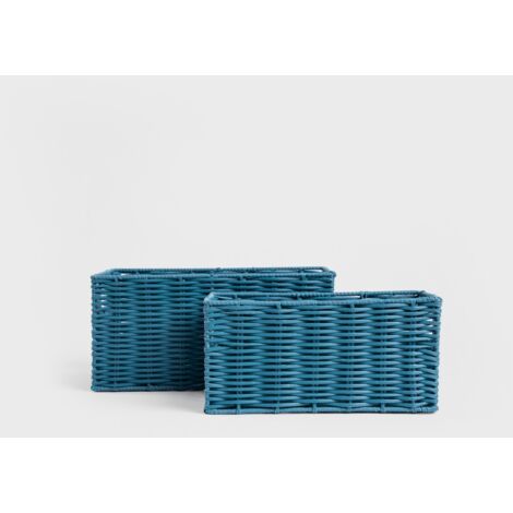 Panier de rangement tisse sormi bleu 2 pieces 302014 cm 251514 cm ...