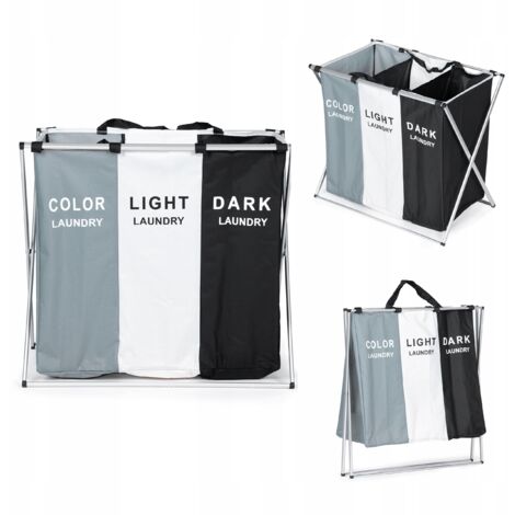 Panier de tri du linge 3 paniers en aluminium