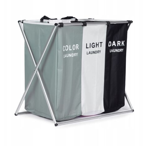 Panier de tri du linge 3 paniers en aluminium