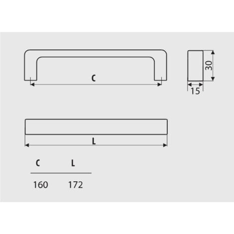 Poignée UU52, Soft Touch - blanche, 160 mm