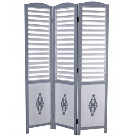 Paravent haut de style provençal blanc et gris