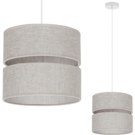 SUSPENSION LIN DUO BLANC 1 PLATEAU ABAT-JOUR BEIGE CLAIR L01 20CM