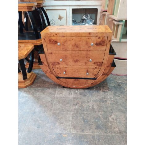 Commode Art Déco, forme ronde, bois plaqué