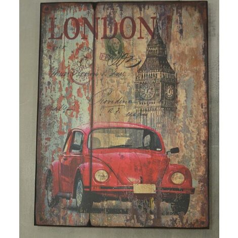 Tableau rétro Garbus à Londres - Style vintage 60x46cm
