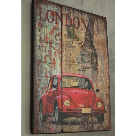 Tableau rétro Garbus à Londres - Style vintage 60x46cm