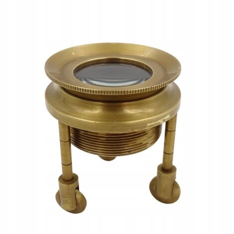 Petite loupe décorative en laiton sur trépied