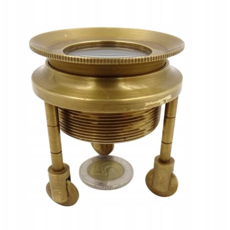 Petite loupe décorative en laiton sur trépied