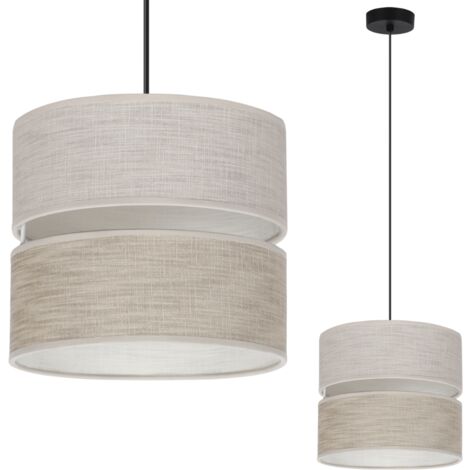 SUSPENSION LIN DUO NOIR 1 PLATEAU ABAT-JOUR BEIGE CLAIR - BEIGE L06 20CM