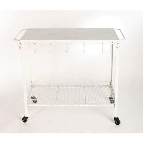 Table en métal sur roulettes pour cuisine, buffet industriel loft 78x92