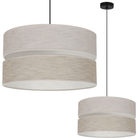 SUSPENSION LIN DUO NOIR 1 PLATEAU ABAT-JOUR BEIGE CLAIR - BEIGE L06 40CM