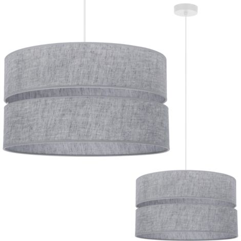 SUSPENSION LIN DUO BLANC 1-ABAT-JOUR PLATINE GRIS L04 40CM