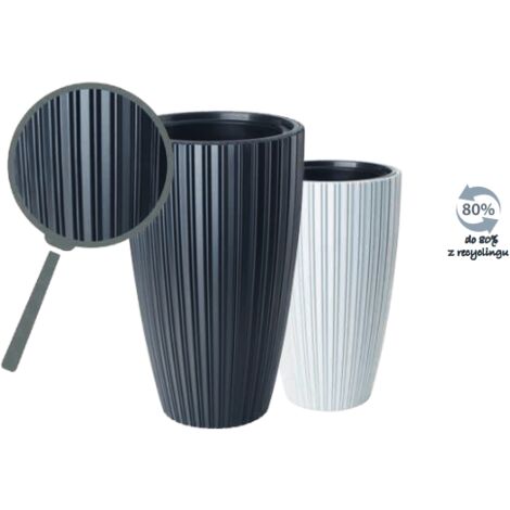 Pot de fleurs rond Mika Slim 30 cm avec insert Blanc