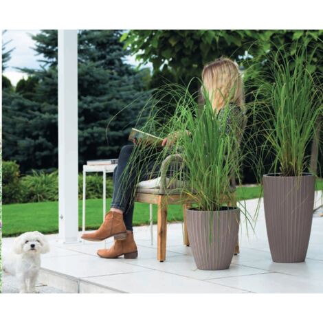 Pot de fleurs rond Mika Slim 30 cm avec insert Blanc