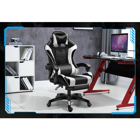 Chaise de jeu GAME EXTREME en éco-cuir noir et blanc FG-007