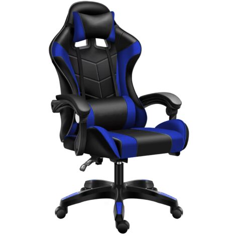 Chaise de jeu GAME EXTREME en éco-cuir noir-bleu marine FG-006