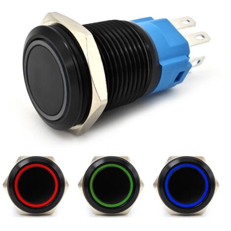 Interrupteur marche/arrêt, bouton de verrouillage LED 18 mm RVB 3 en 1 ...