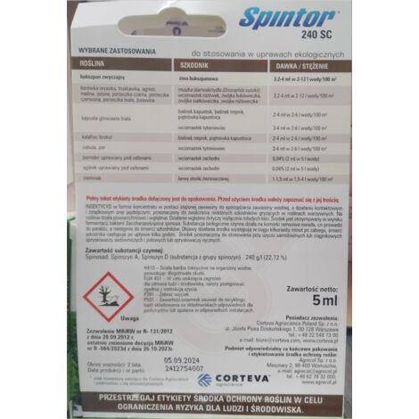 Insecticide SPINTOR 240 SC contre la pyrale du buis Agrecol 5 ml
