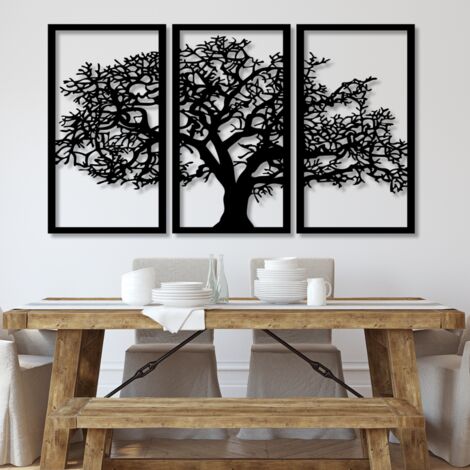 Triptyque, Peinture ajourée, Décoration murale 3D, Tableau 3D "Arbre de ...