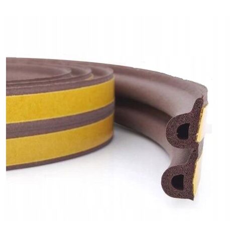 Joint en caoutchouc pour fenêtres et portes, profil P, marron, 2x3 m
