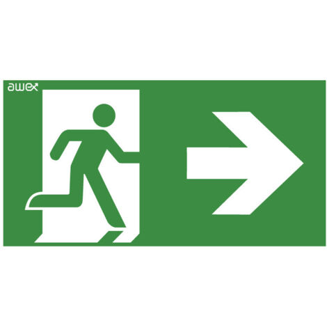 Pictogramme DIRECTION SORTIE DE SECOURS À DROITE, 150x300mm