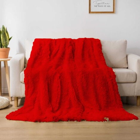 COUVERTURE/COUVRE-LIT 160x200 ROUGE DOUBLE FACE